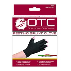 OTC Resting Splint Glove, 5 Finger Semi-Rigid Splints, Open Tips, Black, Right Hand, X-Large