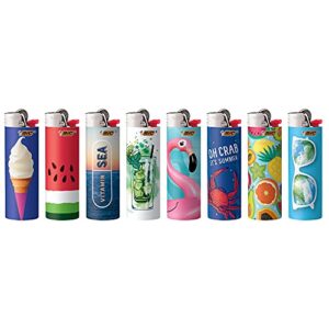 BIC Maxi Pocket Lighter, Special Edition Vacation Collection, Assorted Unique Lighter Designs, 8 Count Pack of Lighters