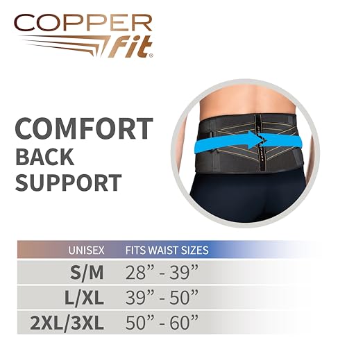 Copper Fit Unisex Adult Pro Back Belt Compression Brace Cummerbund, Black, 2XL 3XL US