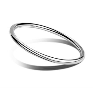 meilanduo solid 925 sterling silver 4mm simple plain polished round circle bangle bracelets for women (1x 60mm round circle bangle)