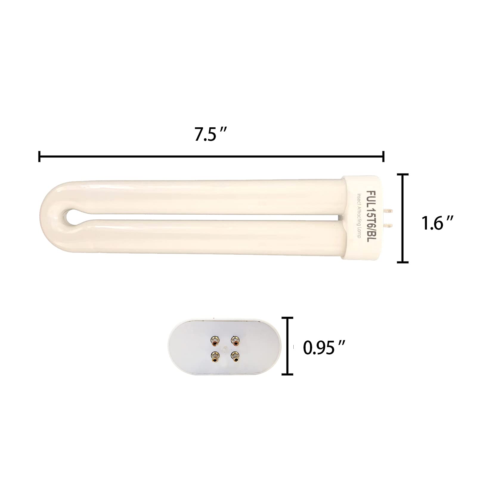 FUL15W-BL (BF-35) Fluorescent Black Light Bulb Replacement for Flowtron BK-15D,Hem/IUA 15 Watt 4-Pin,Black/Flag BB-15WHT,Stinger U/V15, FP15, TZ15, BB-15WHT,7.7in Overall Length 2Pack