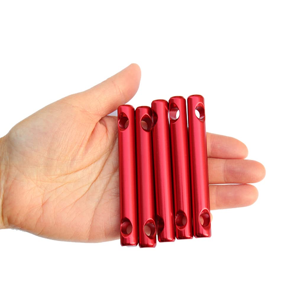 lasenersm 8 Pieces Cord Adjuster Rope Adjuster Tent Tensioners Guyline Cord Adjuster Aluminum Alloy Wind Rope Buckle 2 Hole Rope Guyline Adjuster for Tent Camping Hiking(Red, Medium)