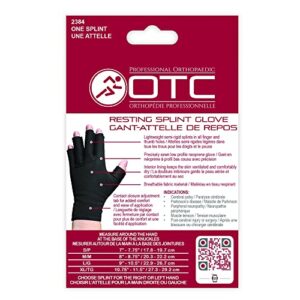 OTC Resting Splint Glove, 5 Finger Semi-Rigid Splints, Open Tips, Black, Right Hand, X-Large