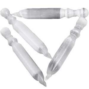 jic gem 4 pcs selenite wand 6 inch natural spiral selenite sticks crystal point for reiki, healing, meditation, chakra, positive energy