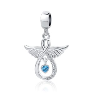 nanmuc angel wings charms for pandora bracelets necklace women heart crystal infinity mom birthday