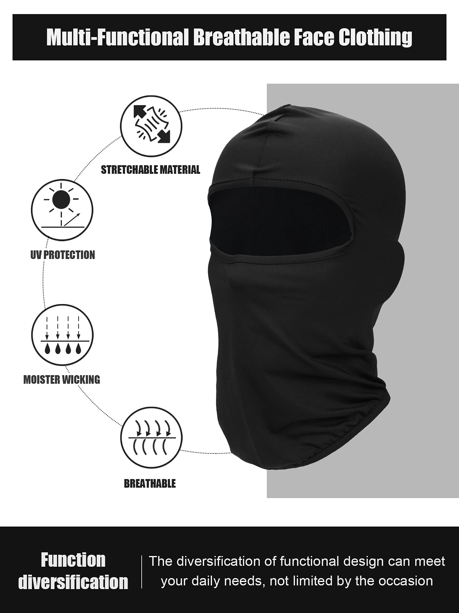 9 Pieces ski mask for Men Full face mask shiesty mask Balaclava pasamontañas Hombre for Outdoor Use Black