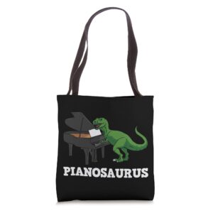 funny piano gift men women cool dinosaur piano pianosaurus tote bag