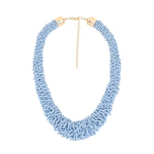 rf rizir fashion long handmade boho necklaces for women - statement necklace - seed bead necklaces for girls and women (light blue)