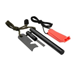 aofar fire starter, af-376 ferrocerium (ferro) rods, fire starter kit with two multi-tool fire strikers, 80db survival whistle, paracord lanyard for camping, hiking, emergency rescue (1/2 * 5.1 inch)