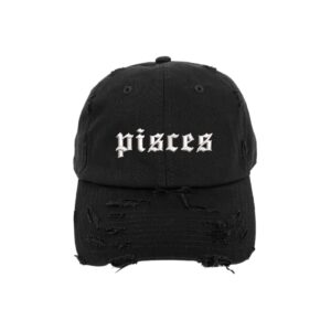 dsy lifestyle pisces lowercase vintage distressed baseball cap - unisex embroidered distressed baseball hat (olive)