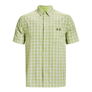 under armour men's drift tide 2.0 plaid short-sleeve t-shirt, lime foam (368)/tent, xx-large