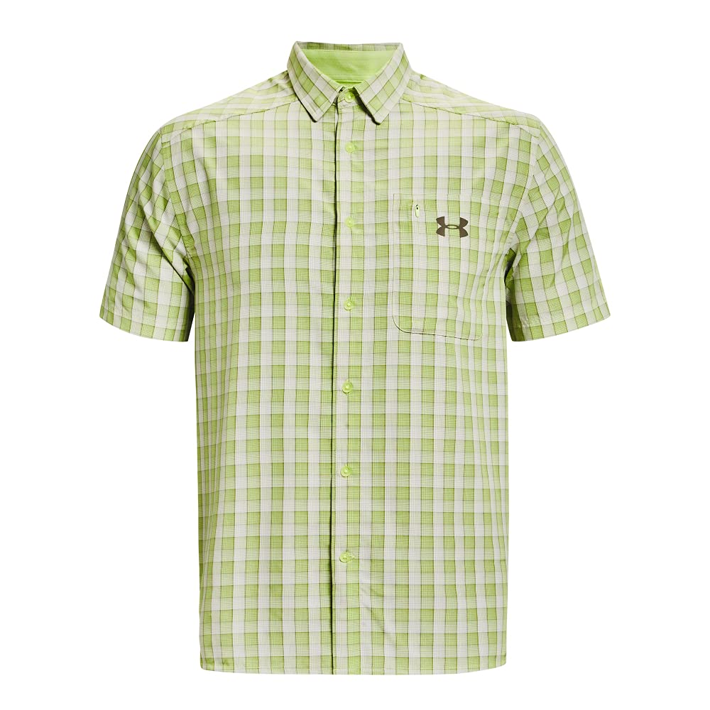 Under Armour Men's Drift Tide 2.0 Plaid Short-Sleeve T-Shirt, Lime Foam (368)/Tent, XX-Large