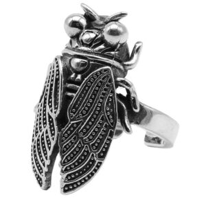 helen de lete vintage cicada s925 sterling silver adjustable ring for men and women