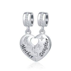 mzc jewelry mother and daughter heart charm for pandora bracelets