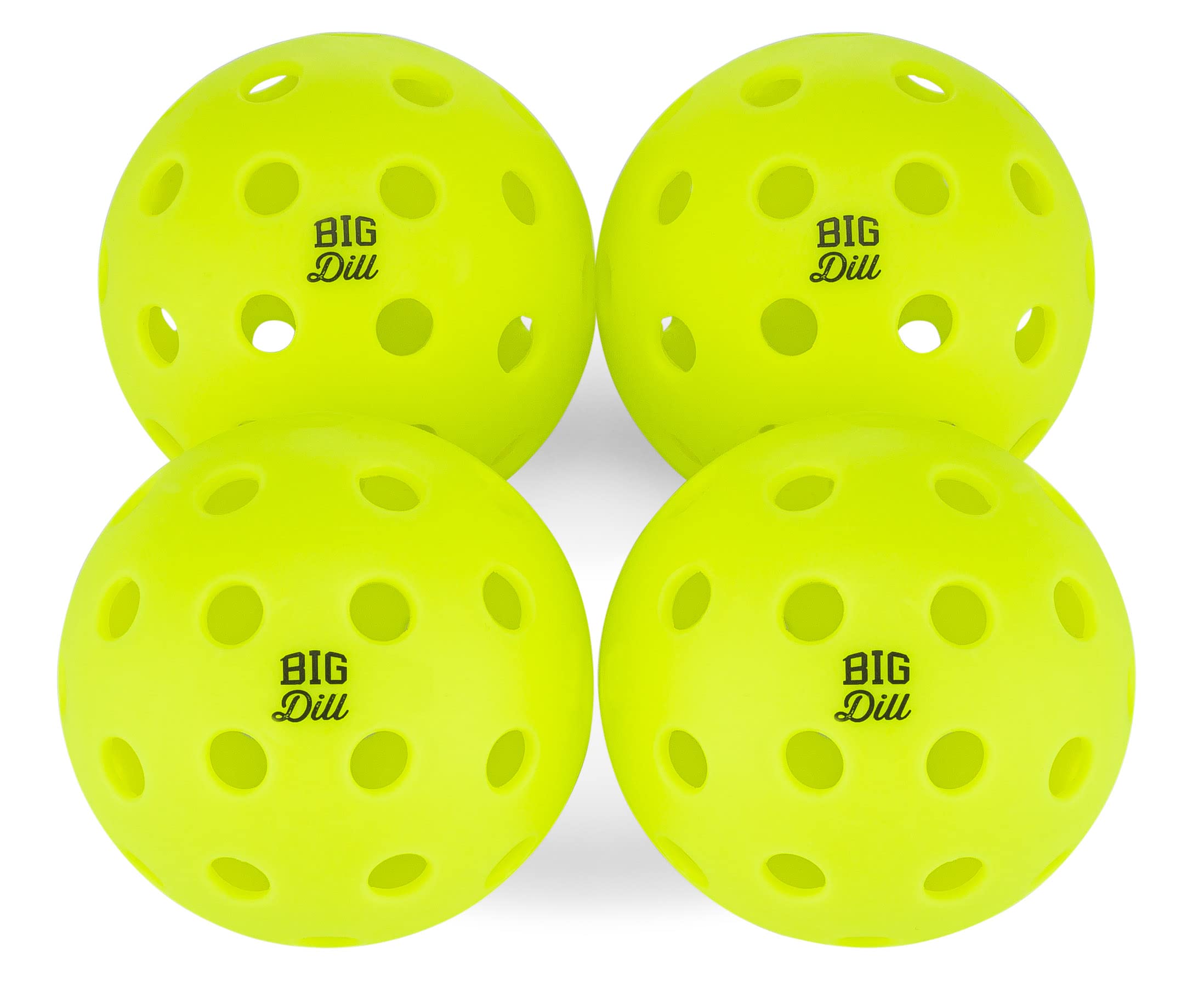 Big Dill Pickleball Relish Outdoor Pickleball Balls with Bag | Outdoor Pickleballs for Outdoor Play with 40 Holes (Pack of 4)