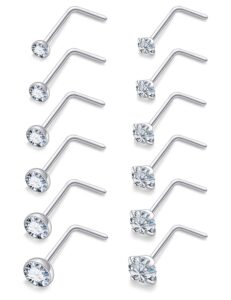 uzgtvy 20g nose rings studs for women 316l stainless surgical steel silver l shaped bend hypoerallgenic diamond nose nostril ring body piercing jewelry for women men 1.5mm 2mm 2.5mm 3mm 3.5mm 4mm