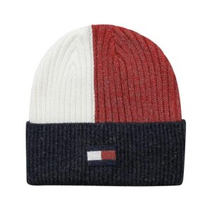 Tommy Hilfiger Men's Striped Ribbed Beanies, White Flag, One Size