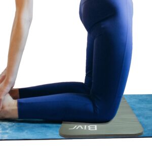 bivr portable yoga knee pad extra thick large 12 inch wide cushion for pilates fitness gardening sitting kneeing support for joints and lower spine (metallic)