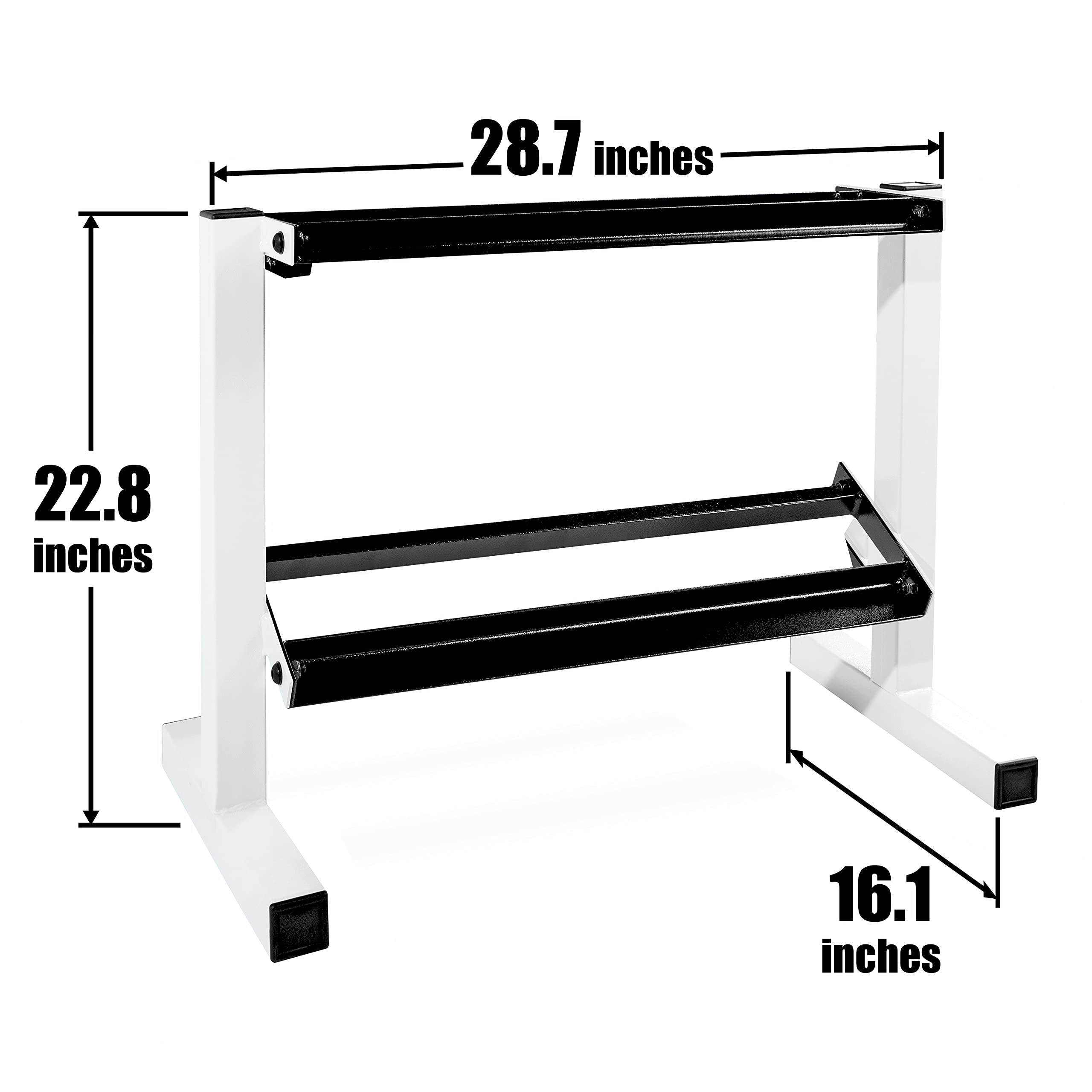 WF Athletic Supply 5-25Lb Rubber Coated Hex Dumbbell Set with Two Tier Storage Rack Non-Slip Hex Shape for Muscle Toning, Strength Building & Weight Loss, White Rack, Straight Handle