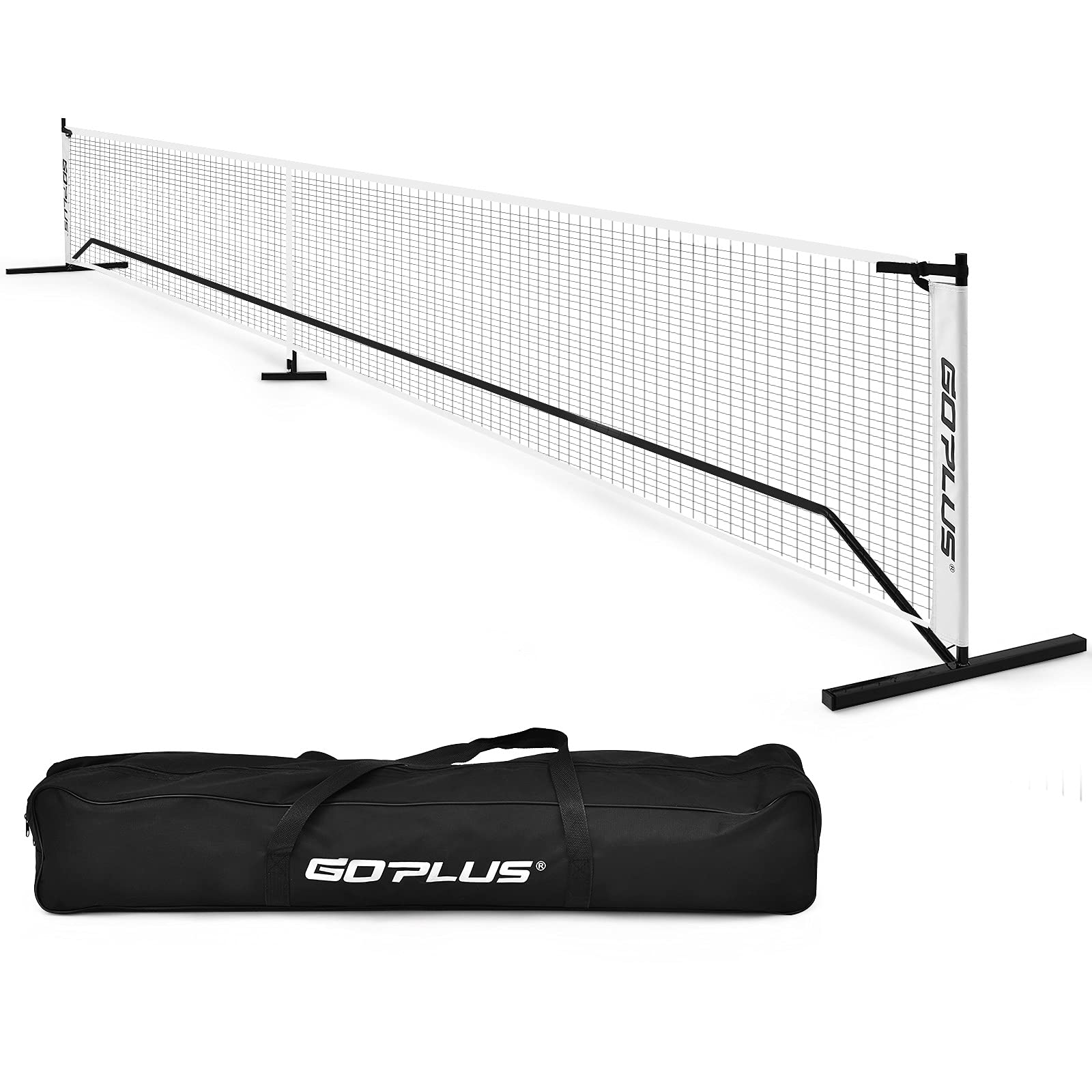 Goplus Portable Pickleball Net System, 22 FT Regulation Size Net W/Steel Frame, an 600D Oxford Fabric Carry Bag, Quick Set, All-Weather-Condition Pickleball Net for Indoor and Outdoor