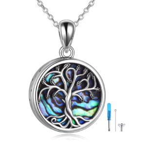 urone urn necklaces for ashes 925 sterling silver abalone shell tree of life cremation jewelry for ashes memory jewelry for women men