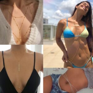 YOVORO 9PCS Sexy Belly Waist Chain for Women Bikini Body Chain Beach Bra Chain Jewelry Set S