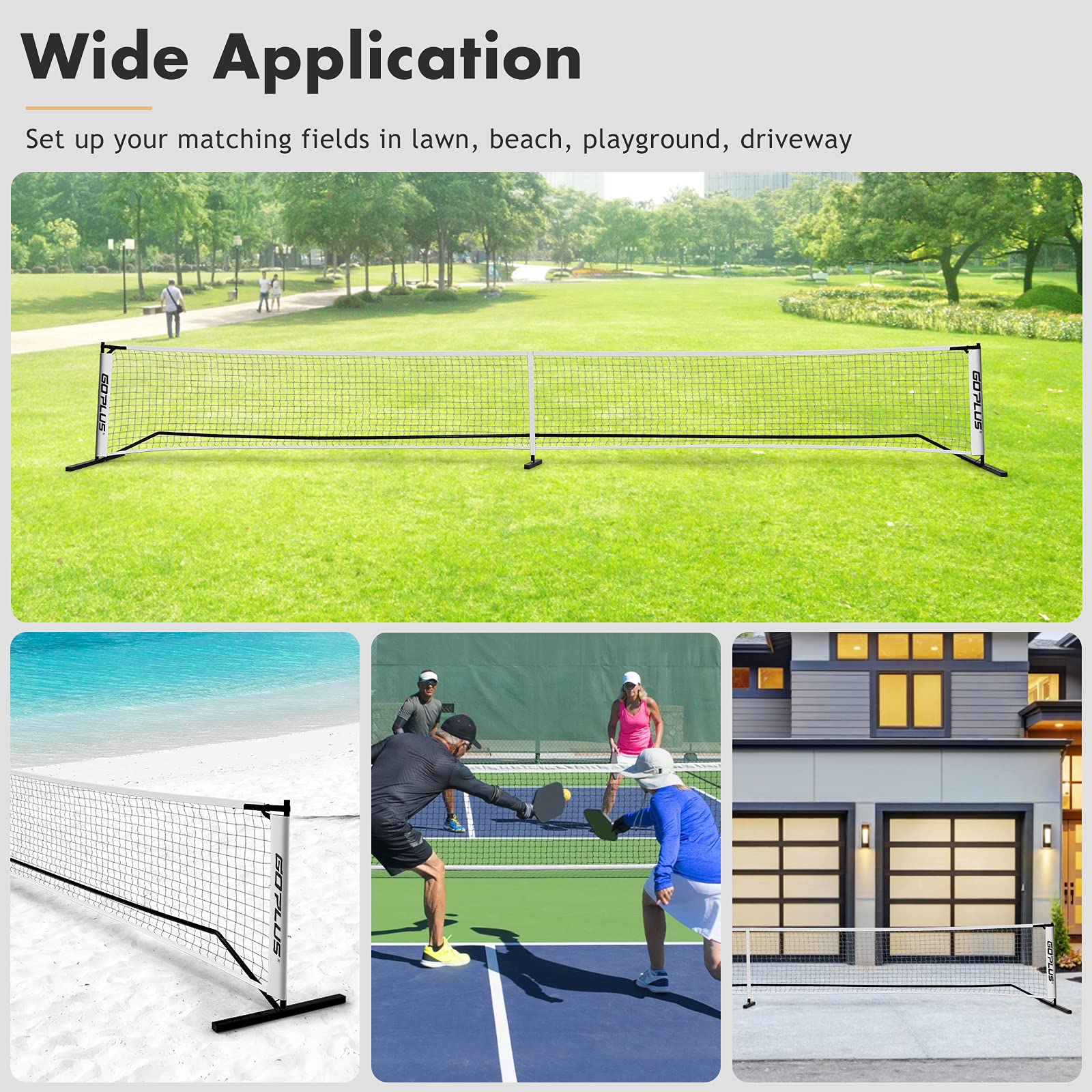 Goplus Portable Pickleball Net System, 22 FT Regulation Size Net W/Steel Frame, an 600D Oxford Fabric Carry Bag, Quick Set, All-Weather-Condition Pickleball Net for Indoor and Outdoor