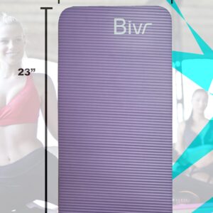 BIVR Portable Yoga Knee Pad Extra Thick Large 12 Inch Wide Cushion For Pilates Fitness Gardening Sitting Kneeing Support For Joints And Lower Spine (Purple)