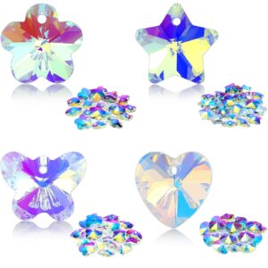 80 pieces ab crystal beads charms butterfly heart star flower glass crystal beads mixed shape loose beads crystal pendants for bracelets necklace earrings jewelry craft making