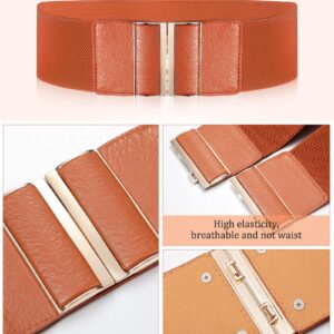 6 Pieces Women Wide Belt Elastic Cinch Waistband Stretchy Dress Waist Belt with buckle for Ladies, One Size