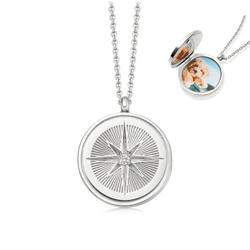 Locket Necklace personalized necklaces for women lockets for women that hold pictures necklace Celestial Compass photo necklace personalized locket Sterling Silver Custom Jewelry Personalized Locket Necklace