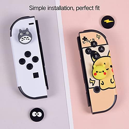 PERFECTSIGHT Cute Thumb Grip Caps Joystick Caps Compatible with Nintendo Switch Joycon/OLED/Switch Lite, Kawaii Magic Moon Skin Grip Button Stick Cover Controller 3D Analog Ergonomic Kit (Luna)