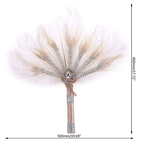 Feather Fan Bridal Bouquet Ostrich Marabou Handheld Crystal Flapper Accessories for Dance - CW