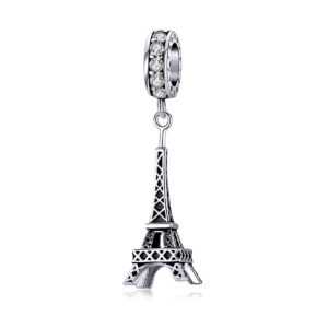 manhe charms landmark series charm sterling silver travel charms dangle for pandora bracelet (paris eiffel tower charms pendant)