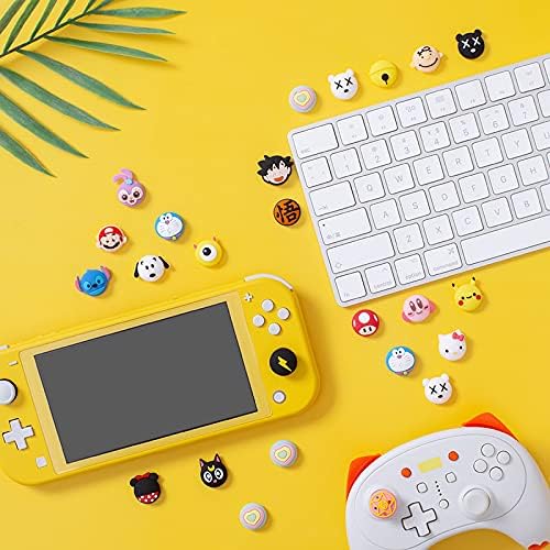 PERFECTSIGHT Cute Thumb Grip Caps Joystick Caps Compatible with Nintendo Switch Joycon/OLED/Switch Lite, Kawaii Magic Moon Skin Grip Button Stick Cover Controller 3D Analog Ergonomic Kit (Luna)