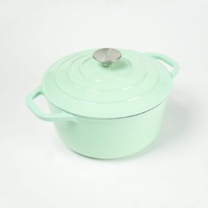 hawok enameled cast iron dutch oven with lid, 4 quart, deep round dutch oven with dual handles, green