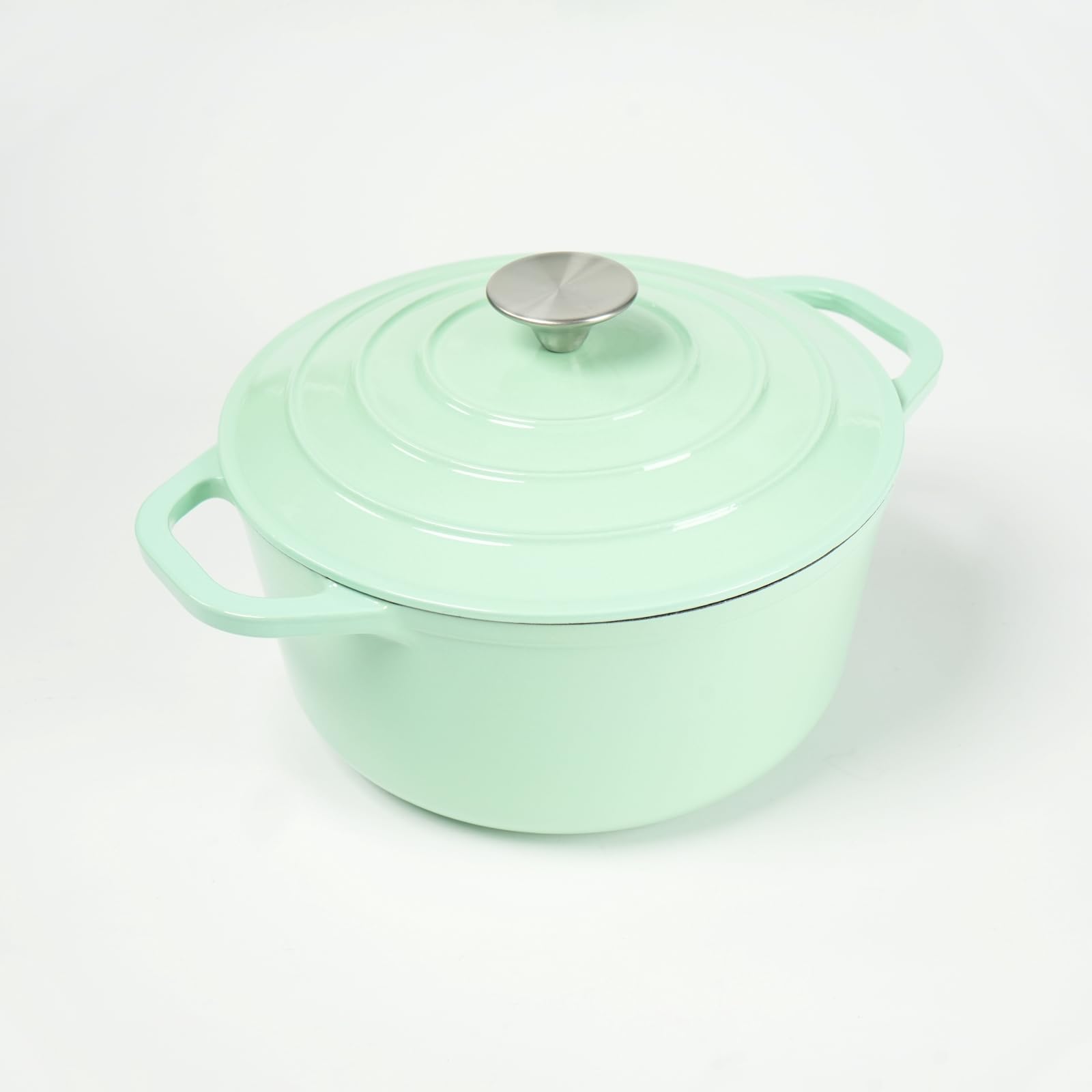 HAWOK Enameled Cast Iron Dutch Oven with Lid, 4 Quart, Deep Round Dutch Oven with Dual Handles, Green