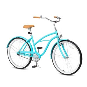 aceger 26 inch women beach cruiser bike, single speed and 7 speed, adult hybrid bike commuter bicycle, hi-ten steel frame with adjustable handlebar and saddle, multiple colors