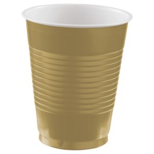 disposable party plastic cups - 18 oz | excellent disposable cups for all parties | great plastic drinking glasses party cups for party supplies, 50 pcs, gold