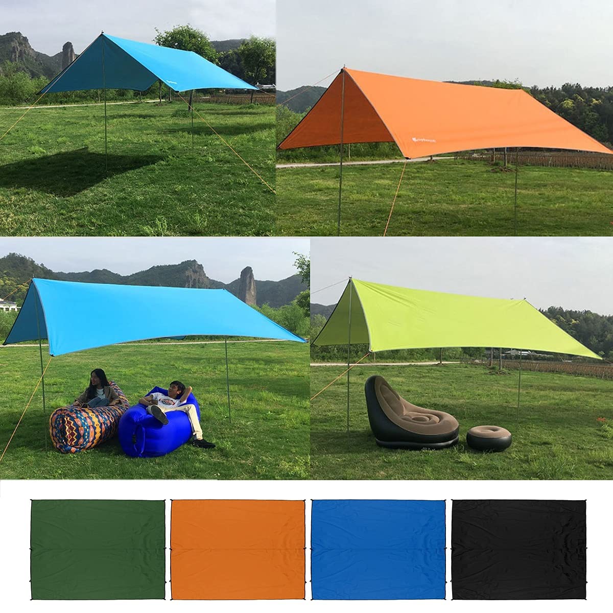 Camping Tarp, Waterproof Picnic Mat, Tent Footprint with Drawstring Carrying Bag for Picnic, Hiking 118x118 (Green)