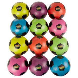 k-roo sports atomic athletics neon rubber playground balls - 12 pack of youth size, includes pump & storage bag - soccer ball