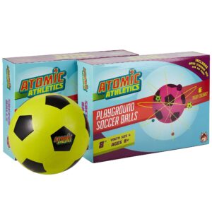 K-Roo Sports Atomic Athletics Neon Rubber Playground Balls - 12 Pack of Youth Size, includes Pump & Storage Bag - Soccer Ball