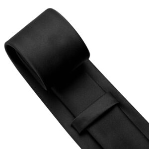 KOOELLE Men's Ties Solid Pure Color Plain Neckties Formal Black Ties For Men