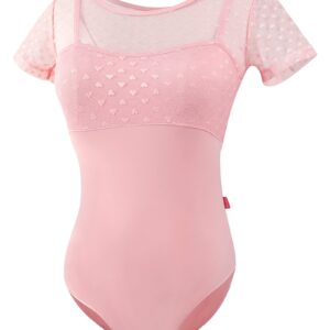 Daydance Pink Ballet Leotards for Women, Faux Camisole Dance Bodysuit