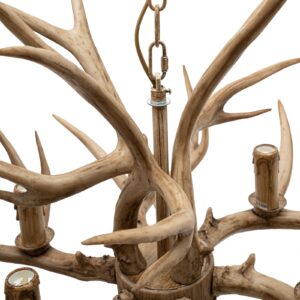 Gdrasuya10 Retro Resin Antler Chandelier, Vintage Antler Chandelier Deer Horn Pendent Light Fixture for Living Room Dining Room Bedroom Christmas,without Bulb (A)