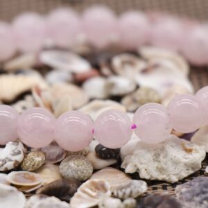 DAZCOLO Handmade Gem Bracelet 7.5" Stretch Gemstone 8mm Round Beads Crystals Quartz Unisex (Rose Quartz)