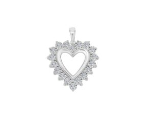 shineadime 0.40 cttw round cut genuine diamond (clarity i2, color j) open heart pendant in real 14k solid white gold