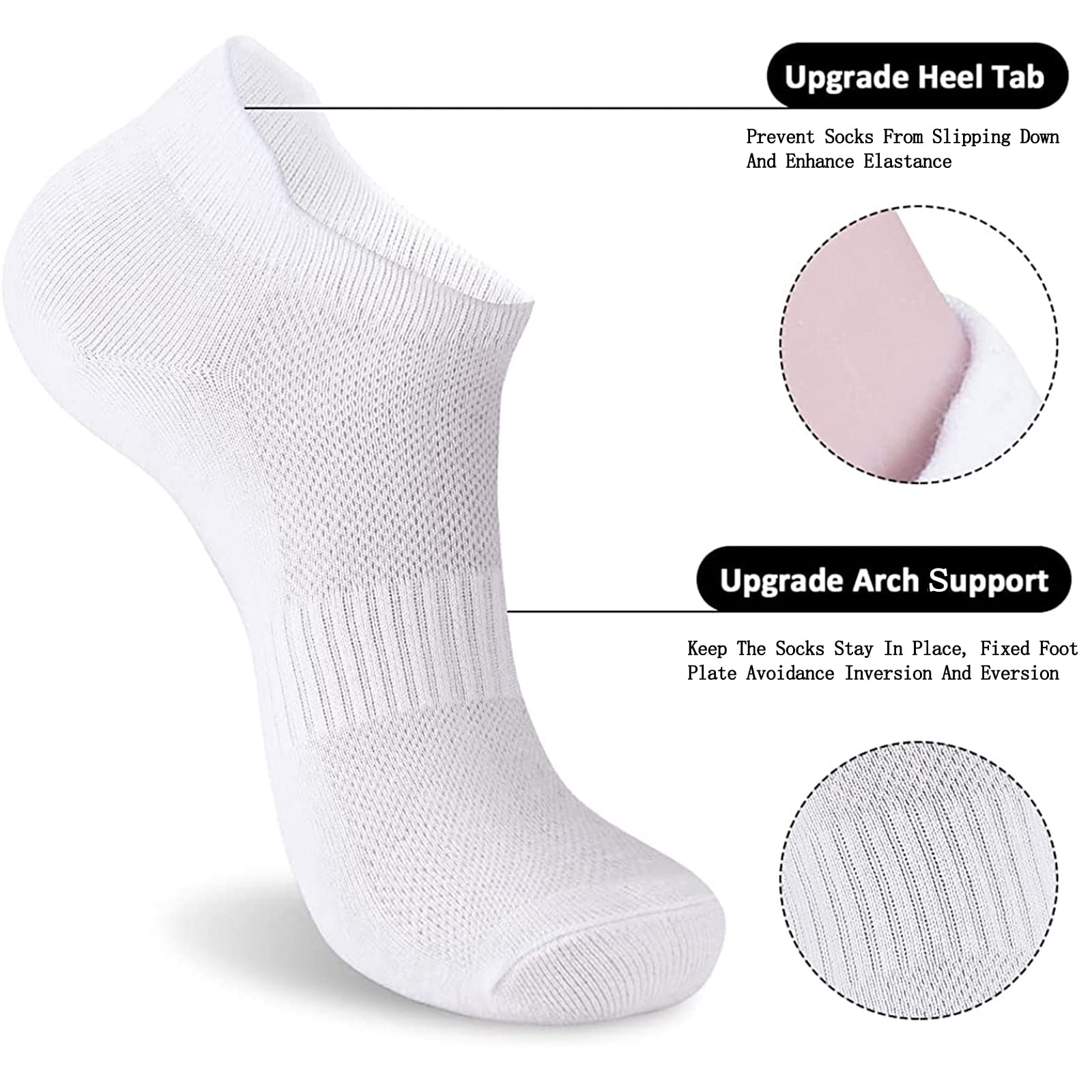 brookhaus Women Ankle Socks, 6/10 Pairs Women's Athletic Socks, Low Cut Running Socks, No-Show Sport Socks With Tab