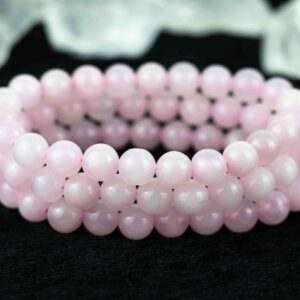 DAZCOLO Handmade Gem Bracelet 7.5" Stretch Gemstone 8mm Round Beads Crystals Quartz Unisex (Rose Quartz)