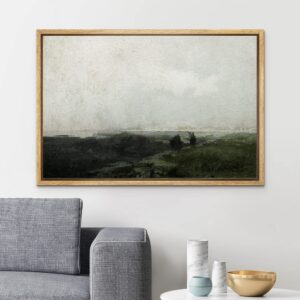 SIGNLEADER Framed Canvas Print Wall Art Dark Green Forest on Overcast Day Scenic Wilderness Illustrations Modern Art Farmhouse/Country Landscape Cool for Living Room, Bedroom, Office - 16"x24" NATURAL